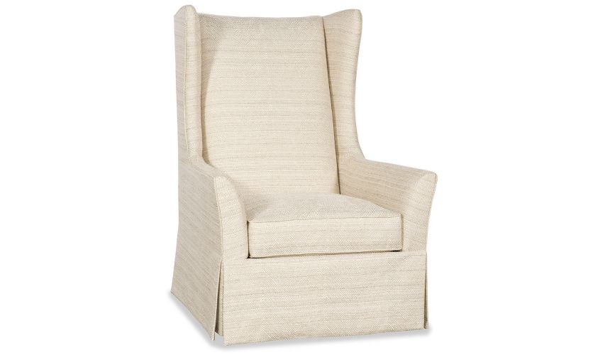 Elegant ivory wing backed chair