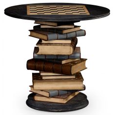 Stack of books library game table.